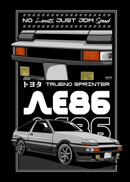 Toyota Sprinter Trueno AE86 JDM Car by Adam Khabibi on canvas, poster ...