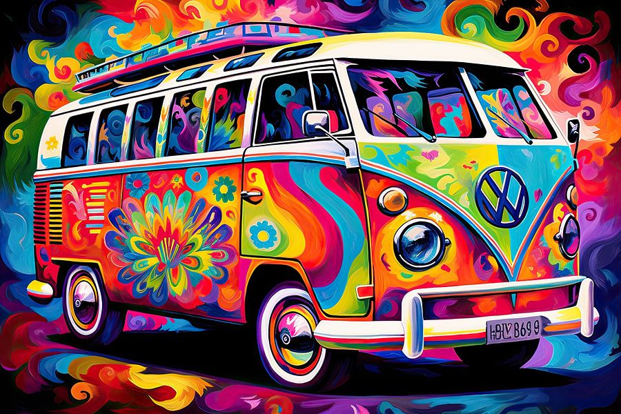 Volkswagen hippie bus by Imagine on canvas, poster, wallpaper and more