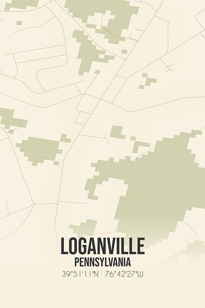 Vintage map of Loganville (Pennsylvania), USA. by MyCityPoster on ...