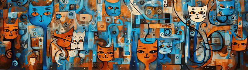 Katten Abstract van De Mooiste Kunst op canvas, behang en meer