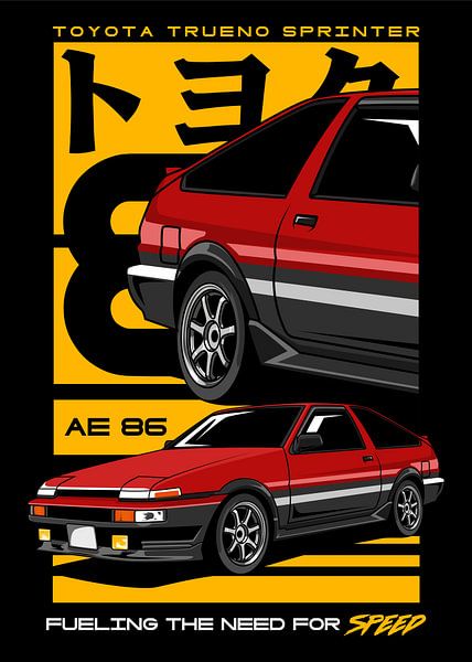 Toyota Sprinter Trueno AE86 JDM Car par l'artiste Adam Khabibi