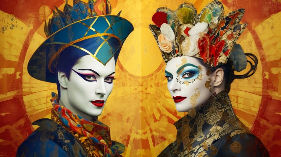 Carnaval portret Het Leven is een Feest van Vlindertuin-Art op canvas ...