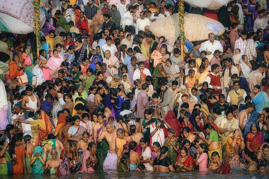 Religious bathing in the Ganges River, Varanasi, India by Frans Lemmens ...