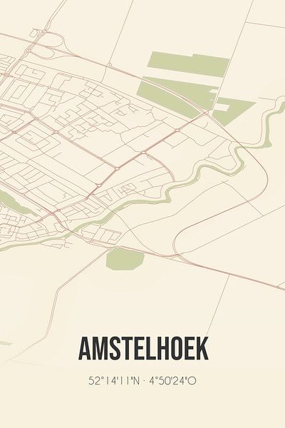 Vintage map of Amstelhoek (Utrecht) by MyCityPoster on canvas, poster ...