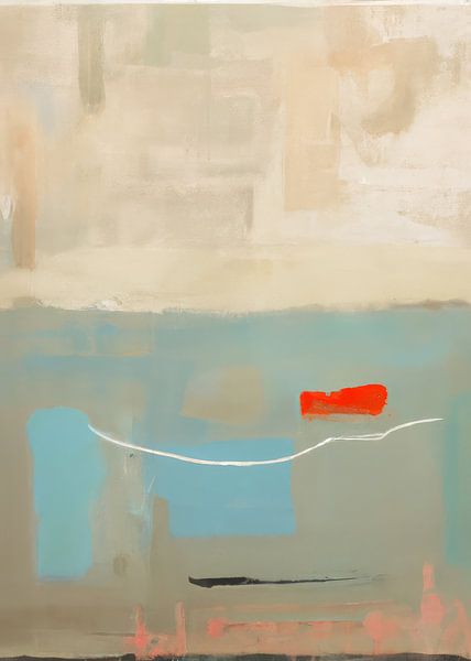 Abstract schilderij in voornamelijk wit en lichtblauw van Studio Allee ...