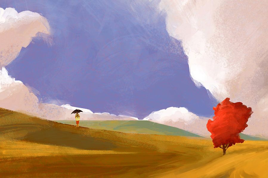 Een regen van zonnestralen van Thomas Dijkstra op canvas, behang en meer