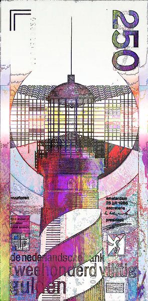 Bankbiljet van 250 Gulden Modern, Abstract Digitaal Kunstwerk van Art ...