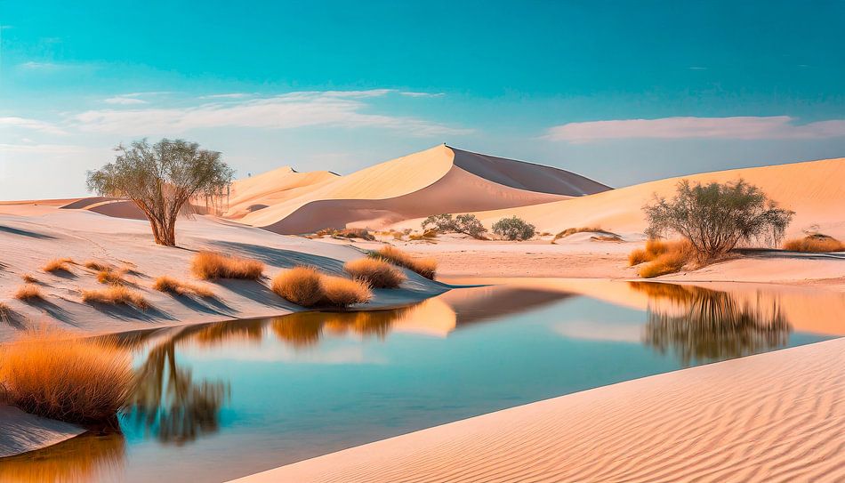 Woestijn met zand en zon van Mustafa Kurnaz op canvas, behang en meer