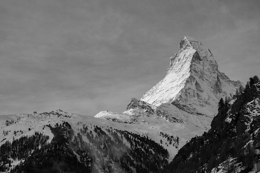 The Matterhorn in black and white by Mark Thurman on canvas, poster ...
