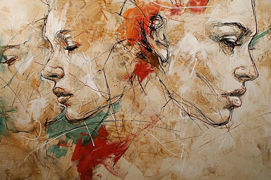 Modern Portret Kunst | Verstrengeling van ARTEO Schilderijen op canvas ...