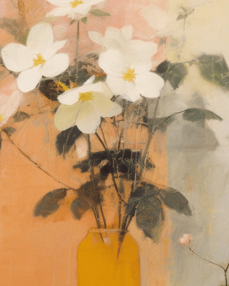 Stilleven van twee vazen met bloemen van Studio Allee op canvas, behang en meer