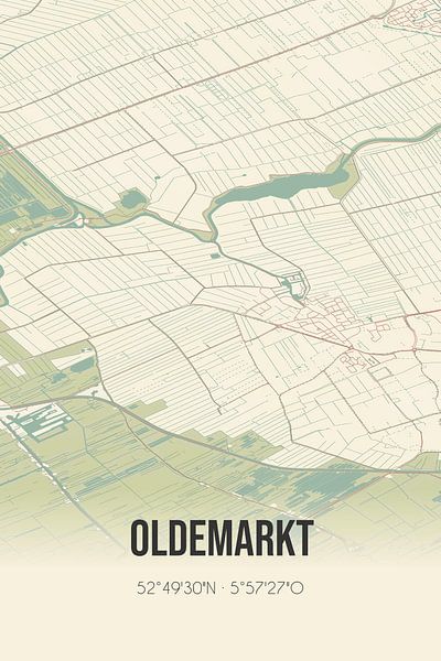 Vintage map of Oldemarkt (Overijssel) by MyCityPoster on canvas, poster ...