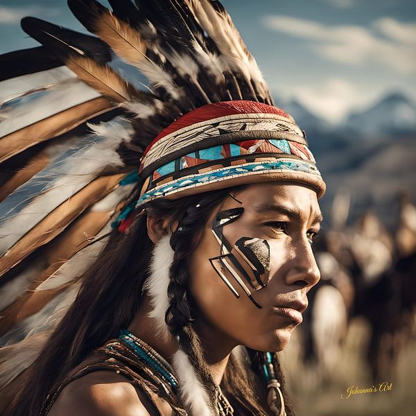 Realistic Native American Art 10 van Johanna's Art op canvas, behang en ...