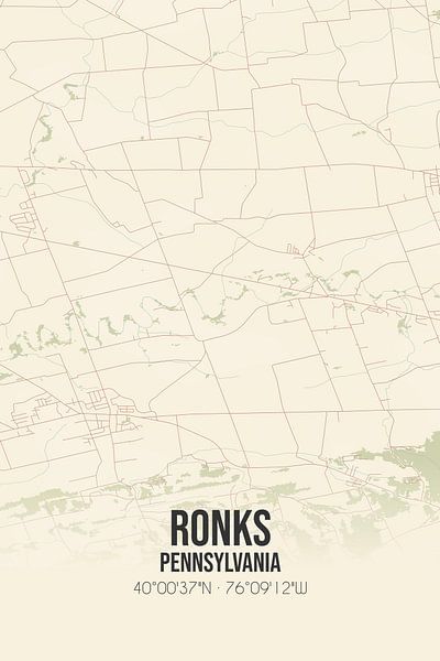 Vintage map of Ronks (Pennsylvania), USA. by MyCityPoster on canvas ...