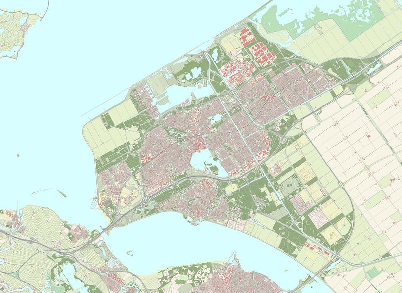 Map of Almere on canvas, poster, wallpaper and more