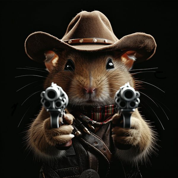 Cowboy hamster with guns by TheXclusive Art on canvas, poster ...