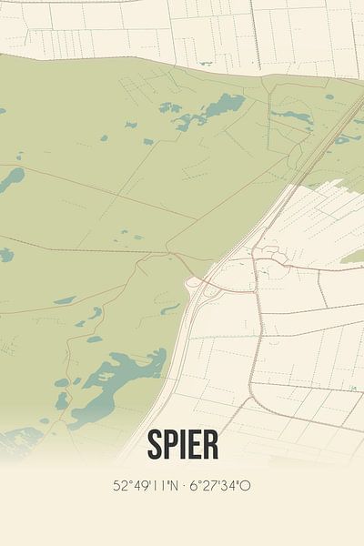 Vintage map of Spier (Drenthe) by MyCityPoster on canvas, poster ...