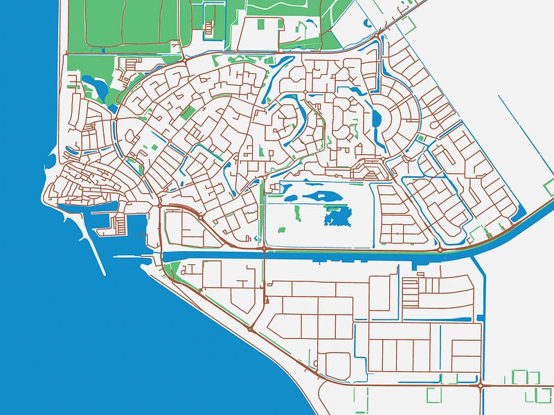 Kaart van Urk in de stijl Urban Ivory van Map Art Studio op canvas ...