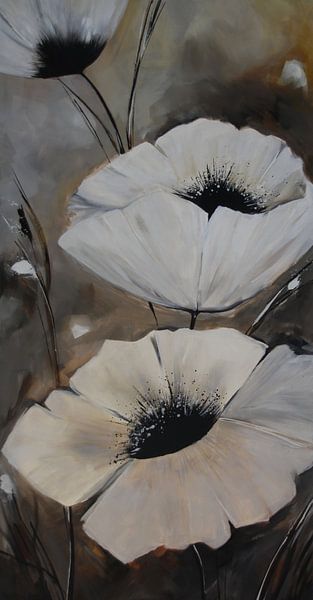witte klaproos van Claudia Neubauer op canvas, behang en meer
