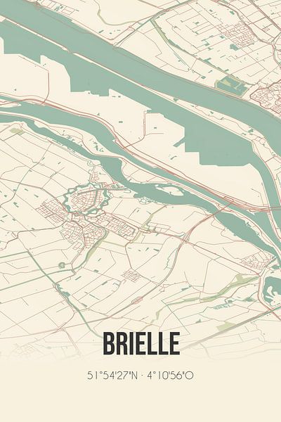 Vintage map of Brielle (South Holland) by MyCityPoster on canvas ...