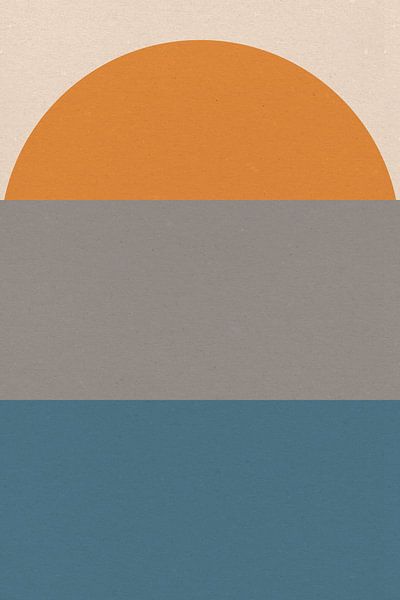 Ikigai. Abstracte minimalistische Zen kunst. Zon, maan, oceaan VIII van Dina Dankers op canvas ...