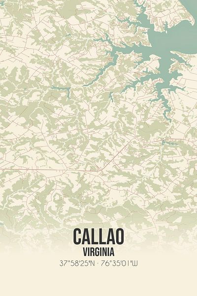 Vintage map of Callao (Virginia), USA. by MyCityPoster on canvas ...