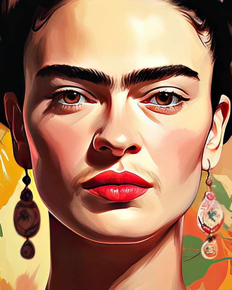 Frida Poster - Frida Kunstdruk van Niklas Maximilian op canvas, behang ...