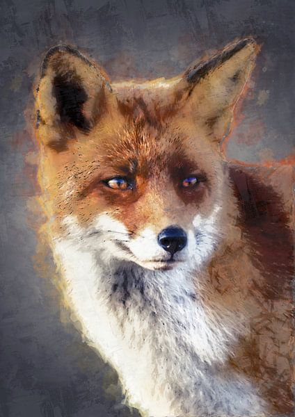 Le renard roux (peinture à l'huile) par l'artiste Bert Hooijer
