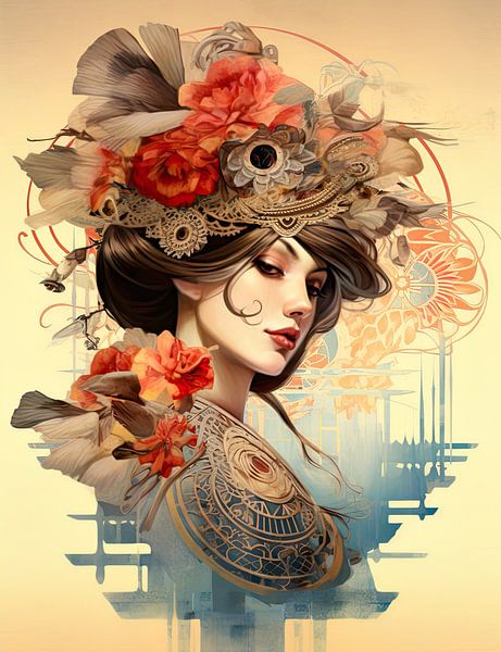 Zeitlose Schönheit: Die Flapper der Goldenen Zwanziger van Peter Balan op canvas, behang en meer