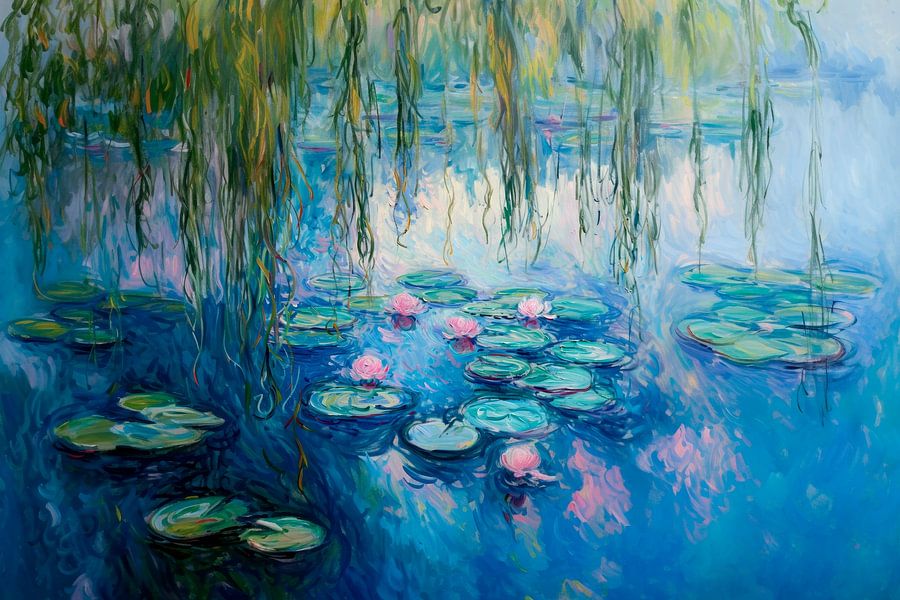 Waterlelies, schilderij, Monet van Joriali Abstract op canvas, behang en meer
