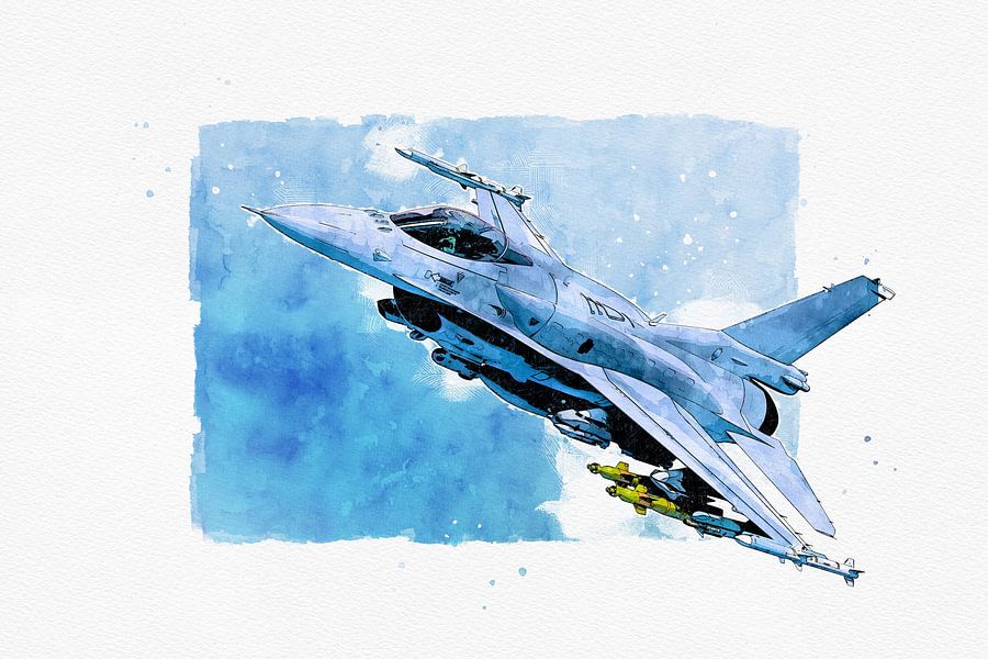 F-16 Fighting Falcon fighter jet (art) by Art by Jeronimo on canvas ...