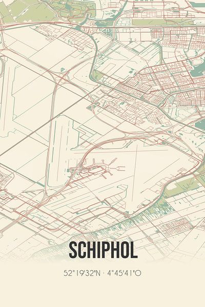 Vintage map of Schiphol Airport (North Holland) by MyCityPoster on ...