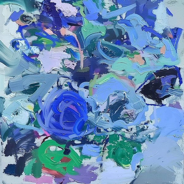 Levendige Dans van Verf en Kleur van Color Square op canvas, behang en meer