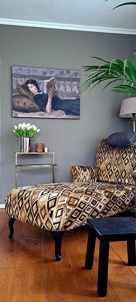 Schilderij Meisje lezend op een divan - Isaac Israels op canvas, behang, poster en meer