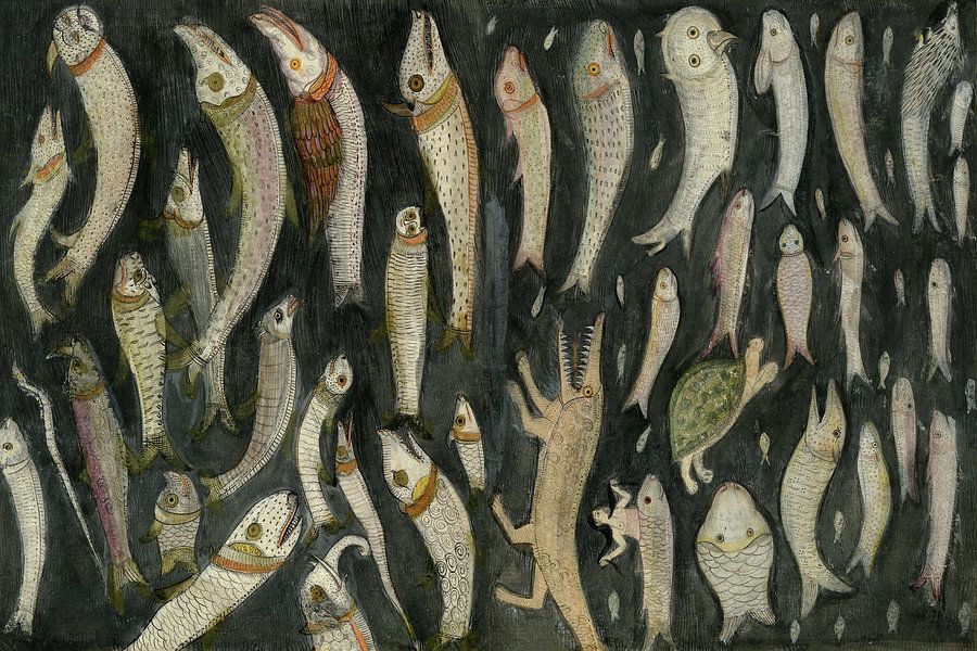 Book of Wonders,Bizarre Perzische vis op canvas, behang, poster en meer