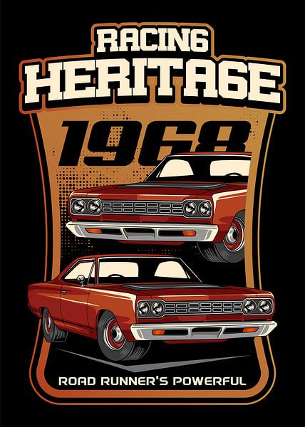 Plymouth Road Runner Muscle Car van Adam Khabibi op canvas, behang en meer