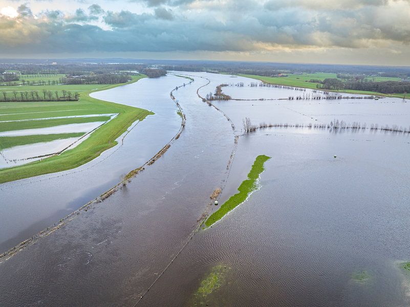 Vecht river high water level flooding at the Vechterweerd weir by ...