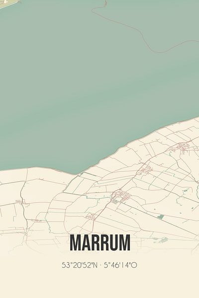 Vintage landkaart van Marrum (Fryslan) van MijnStadsPoster op canvas ...