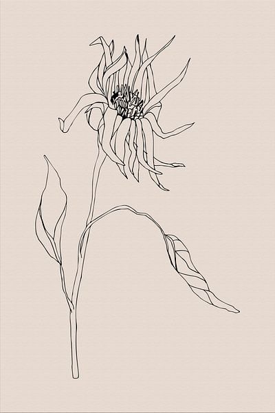 Japandi. Boho botanische plant op beige nr. 1 van Dina Dankers op canvas, behang en meer