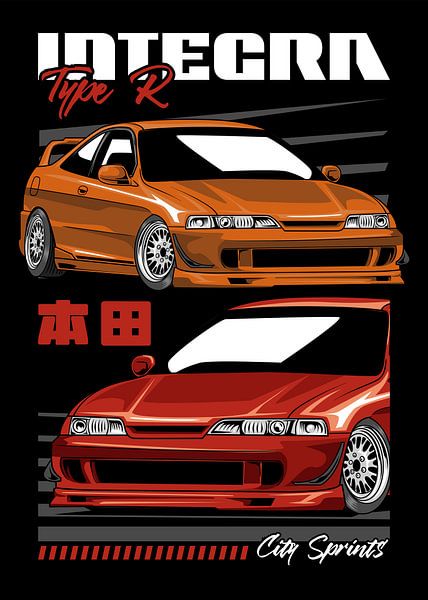 Honda Integra Type R DC2 JDM Car by Adam Khabibi on canvas, poster ...