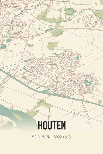 Vintage map of Houten (Utrecht) by MyCityPoster on canvas, poster ...