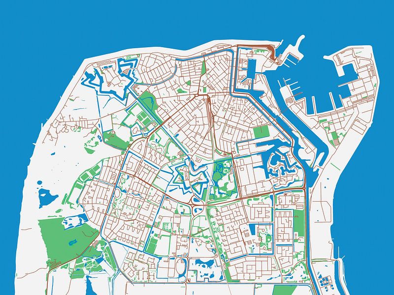 Kaart van Den Helder in de stijl Urban Ivory van Map Art Studio op canvas, behang en meer