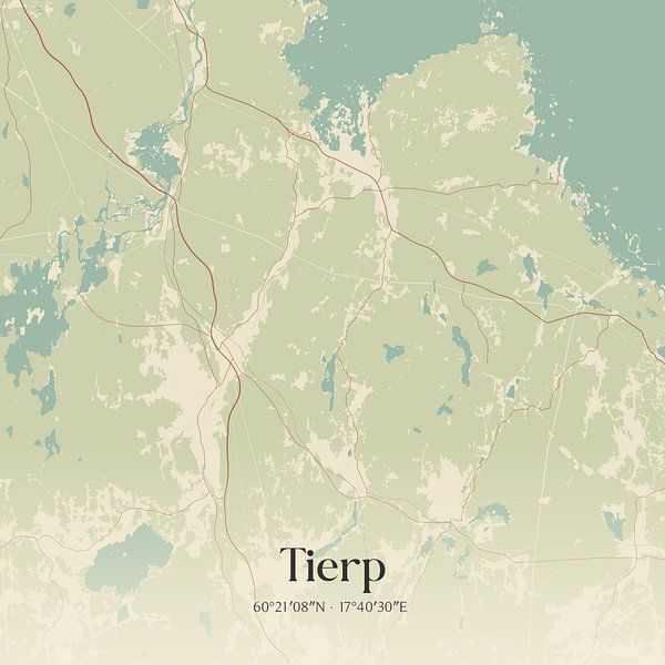 Vintage map of Tierp, Sweden. by MyCityPoster on canvas, poster ...