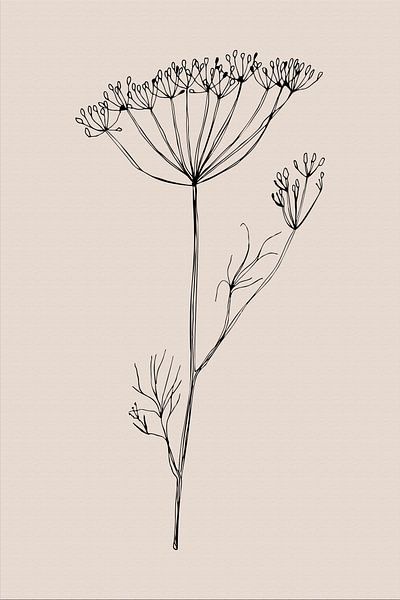 Japandi. Boho botanische plant op beige nr. 2 van Dina Dankers op canvas, behang en meer