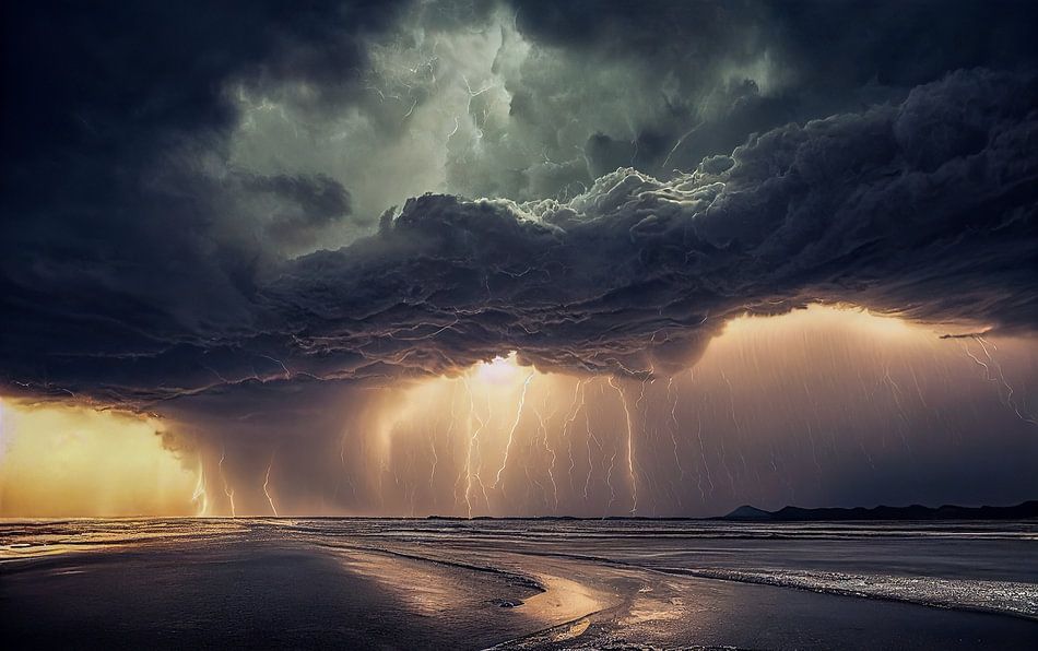 Tornado Storm met onweer boven zee Illustratie van Animaflora PicsStock ...