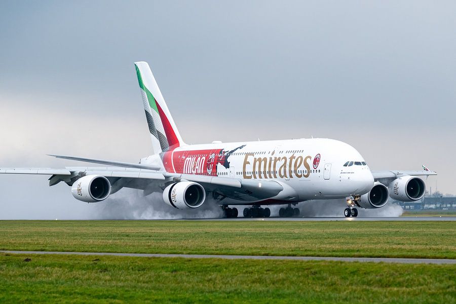 Emirates Airbus A380 AC Milan Livery by Arthur Bruinen on canvas ...