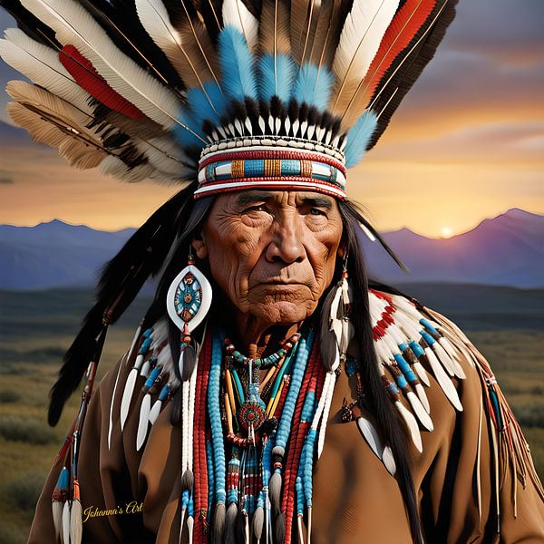 Realistic Native American Art 28 van Johanna's Art op canvas, behang en ...