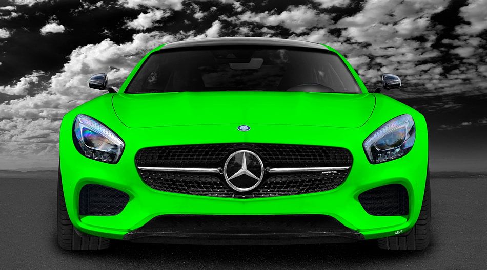 Mercedes-AMG GT in het groen van aRi F. Huber op canvas, behang en meer