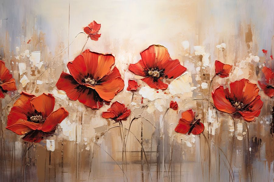 Klaprozen van Bert Nijholt op canvas, behang en meer