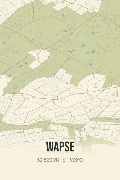 Vintage map of Wapse (Drenthe) by MyCityPoster on canvas, poster ...
